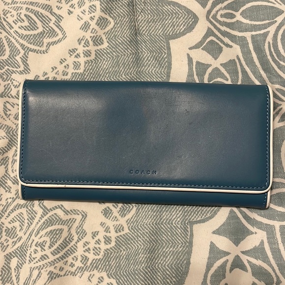 Coach | Bags | Coach Blue Leather Envelope Wallet | Poshmark